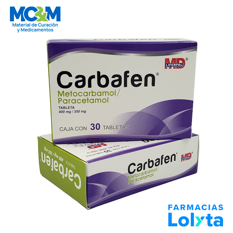 METOCARBAMOL PARACETAMOL 400/350 MG C/30 TAB CARBAFEN LAB LIFERPAL MD ...